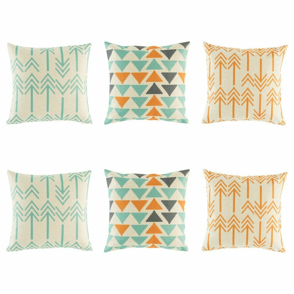 Tea Orange And Patterned 6 Piece Cushion-Cover-Collection