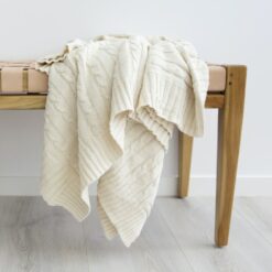 Beige Knitted Throw - 150x130cm