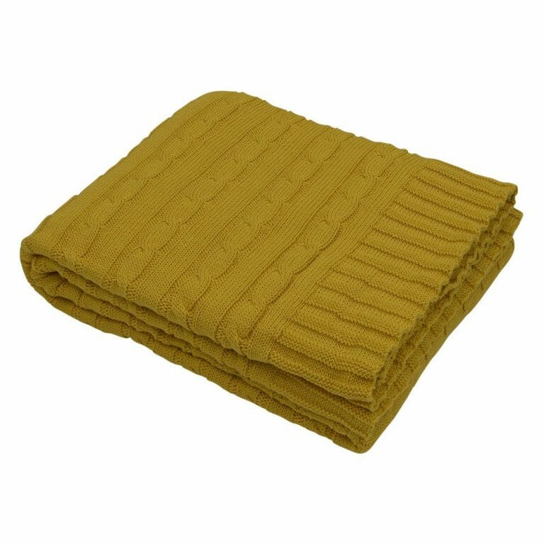 Mustard Knitted Throw - 150x130cm