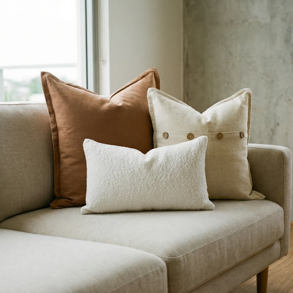 Amora Tan Couch Cushions Set – 3 Covers
