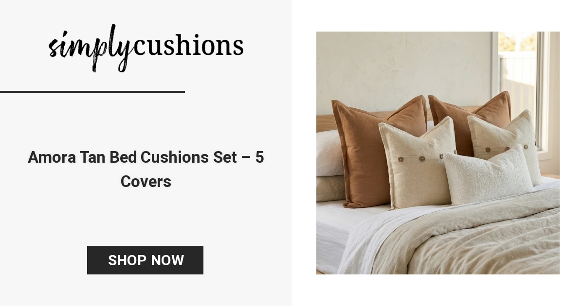 Amora Tan Bed Cushions Set – 5 Covers